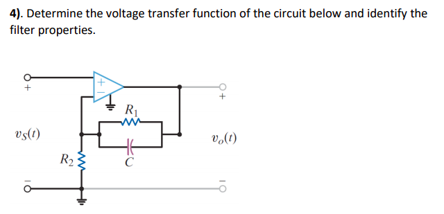 Solved 4). Determine the voltage transfer function of the | Chegg.com