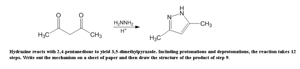 Solved CH3 H2NNH2 Ht H3C CH3 H3C Hydrazine reacts with | Chegg.com