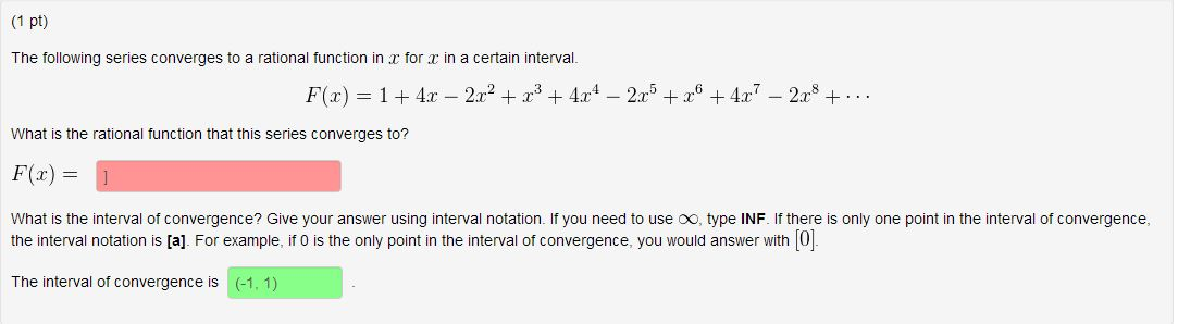 The following series converges to a rational function | Chegg.com