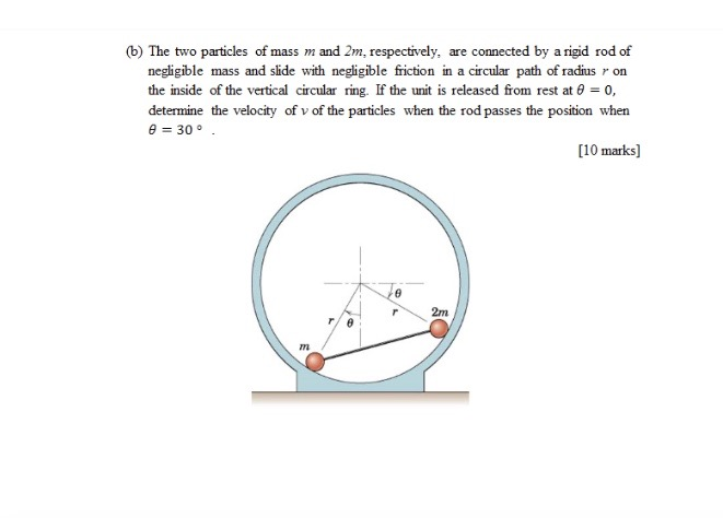 Solved b) The two particles of mass m and 2m, respectively, | Chegg.com