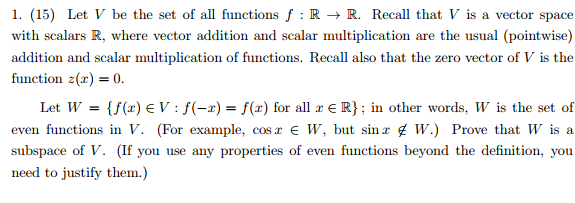 Solved Let V be the set of all functions f: R rightarrow R. | Chegg.com