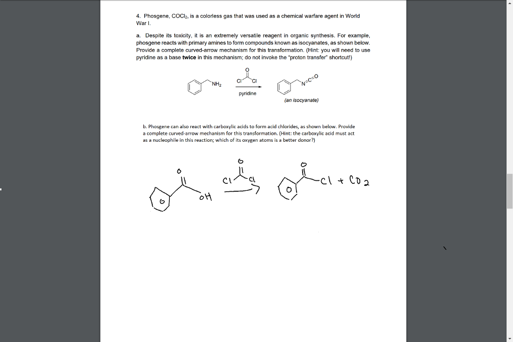 Solved 4. Phosgene, COCl2, is a colorless gas that was used | Chegg.com