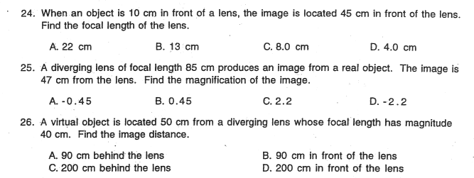 Solved When an object is 10 cm in front of a lens, the image | Chegg.com