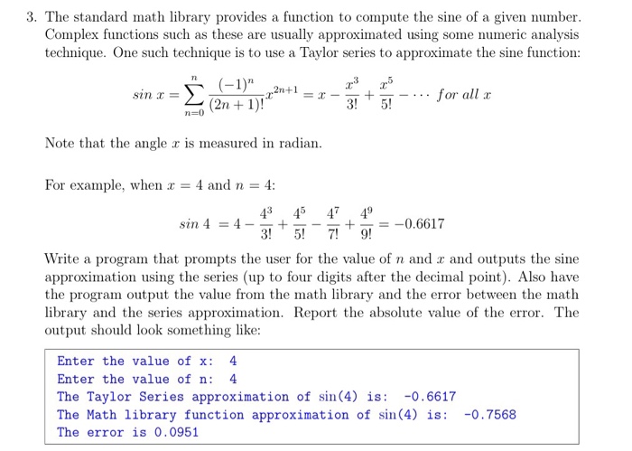 Solved 3. The standard math library provides a function to | Chegg.com