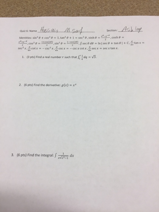 Solved Identities Sin 2 Theta Cos 2 Theta 1 Tan 2 Chegg