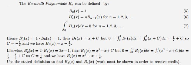 Solved The Bernoulli Polynomials B_n can be defined by: | Chegg.com