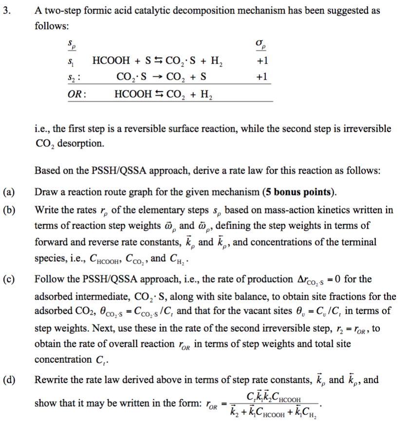 3. A two-step formic acid catalytic decomposition | Chegg.com