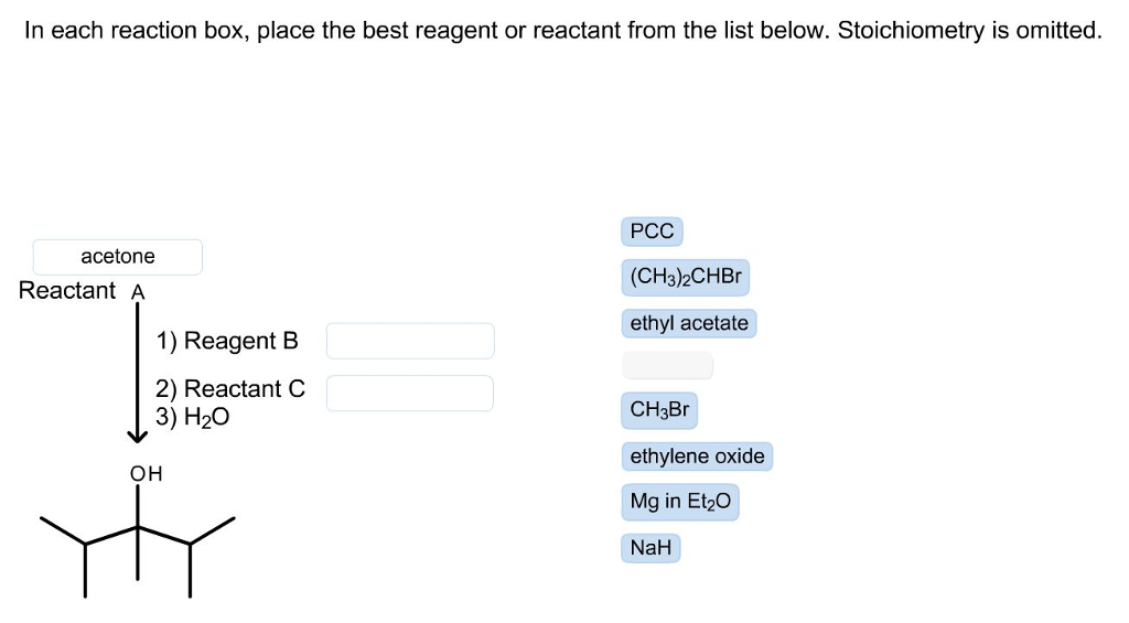 Solved In each reaction box, place the best reagent or | Chegg.com