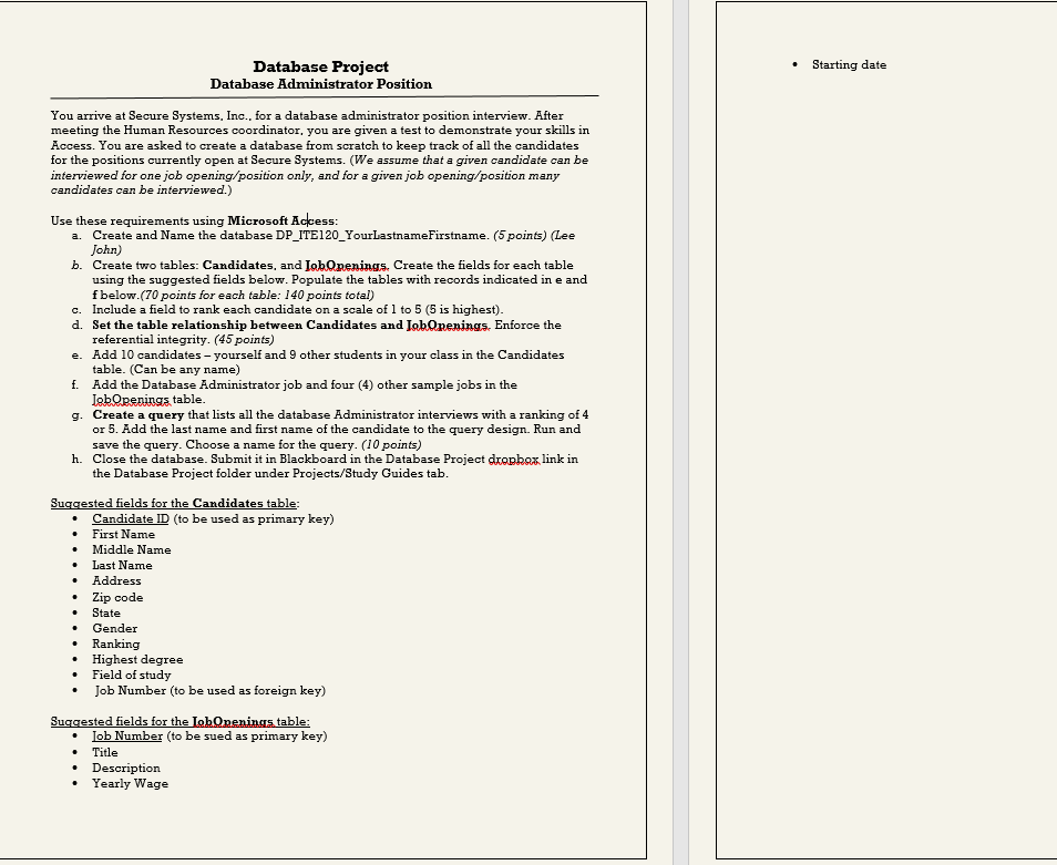 Solved Database Project Database Administrator Position . | Chegg.com