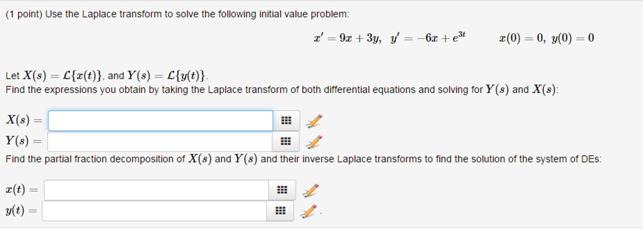 Solved Use the Laplace transform to solve the following | Chegg.com