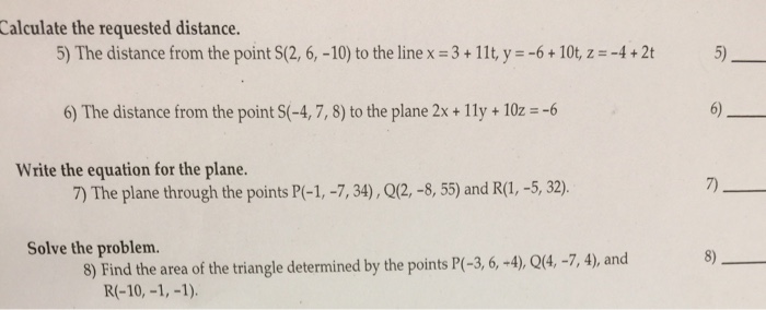 Solved Calculate the requested distance. The distance from | Chegg.com
