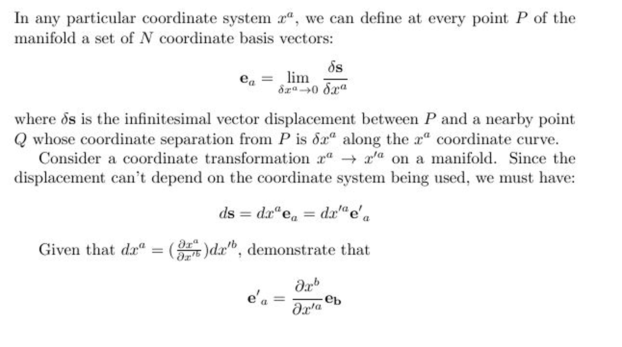 Solved In any particular coordinate system x^a, we can | Chegg.com