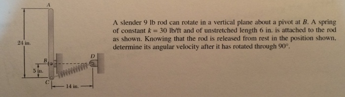 Solved A slender 9 lb rod can rotate in a vertical plane | Chegg.com