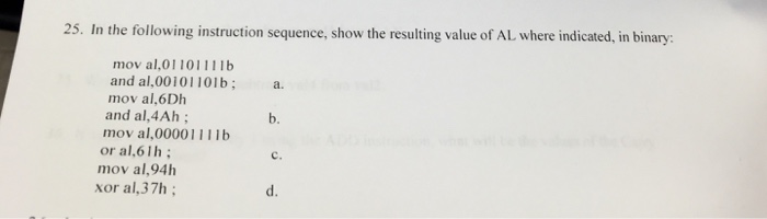 Solved In the following instruction sequence, show the | Chegg.com