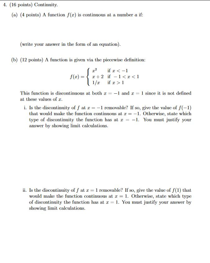 Solved Continuity A Function F X Is Continuous At A