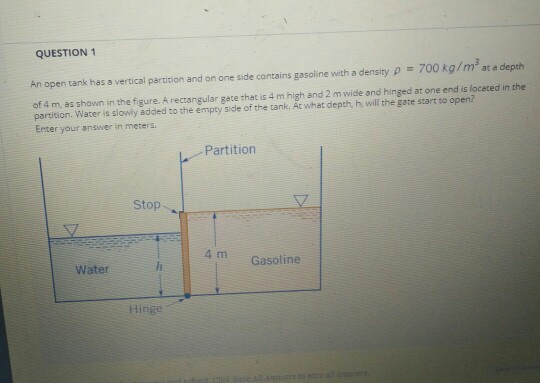 Solved QUESTION An open tank has a vertical partition and on | Chegg.com