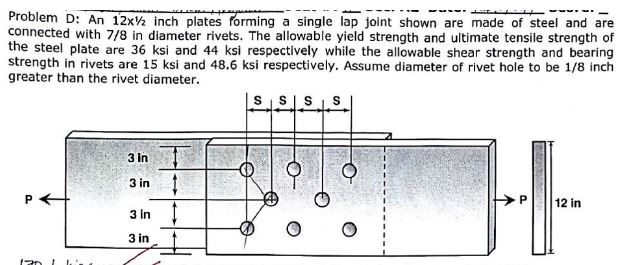 Solved CALCULATE THE PITCH "S" IN INCHES OF THE RIVETS WHICH | Chegg.com