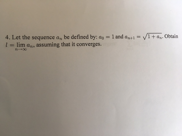 Solved Let the sequence a_n be defined by: a_0 = 1 and a_n+1 | Chegg.com