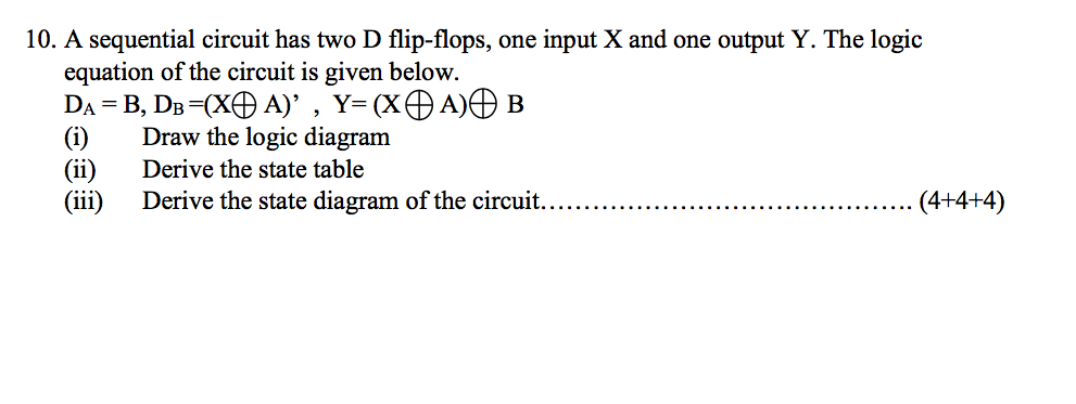 Solved A sequential circuit has two D flip-flops, one input | Chegg.com
