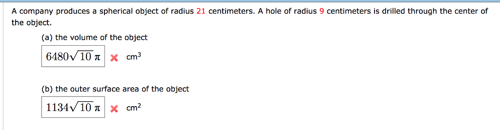 Solved A company produces a spherical object of radius 21 | Chegg.com