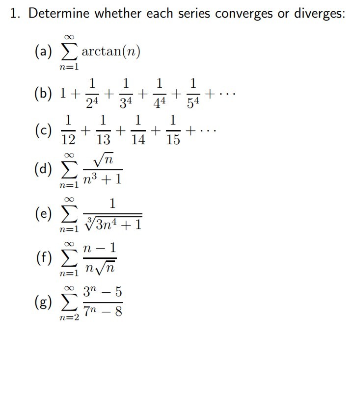 Solved Determine whether each series converges or diverges: | Chegg.com