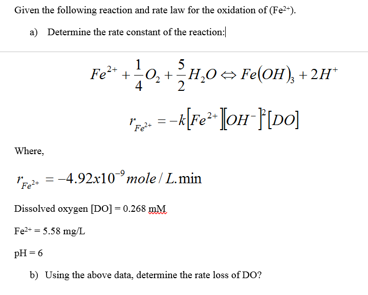 Solved Given the following reaction and rate law for the | Chegg.com