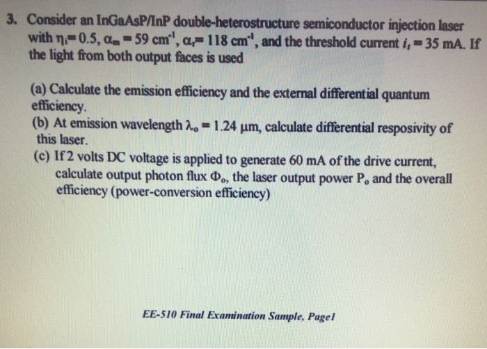 Solved Consider an InGaAsP/InP doubte-heterostructure | Chegg.com