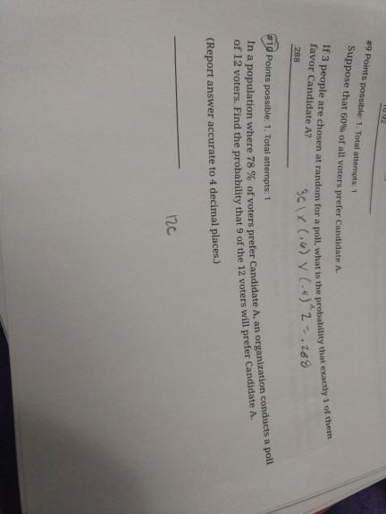 Solved #9 Points possible: 1 . Total attempts: 1 suppose | Chegg.com