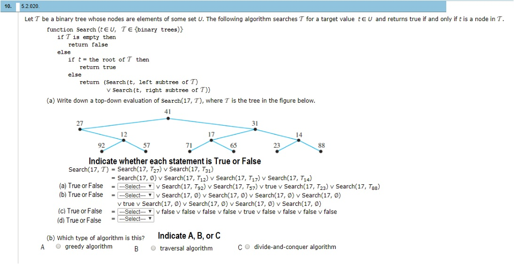 Solved 10 5 2 020 Let T Be A Binary Tree Whose Nodes Are
