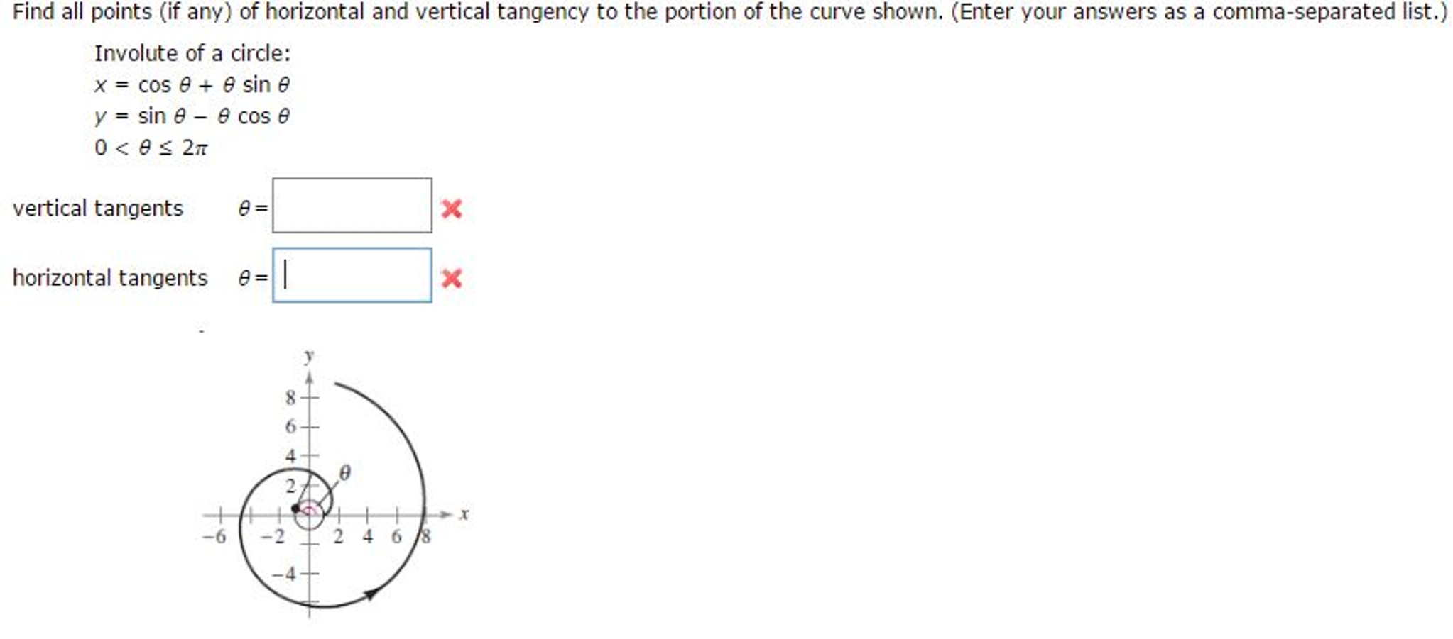 Solved Find all points (if any) of horizontal and vertical | Chegg.com