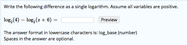 Solved Write the following difference as a single logarithm. | Chegg.com