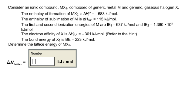Solved Consider an ionic compound, MX2, composed of generic | Chegg.com