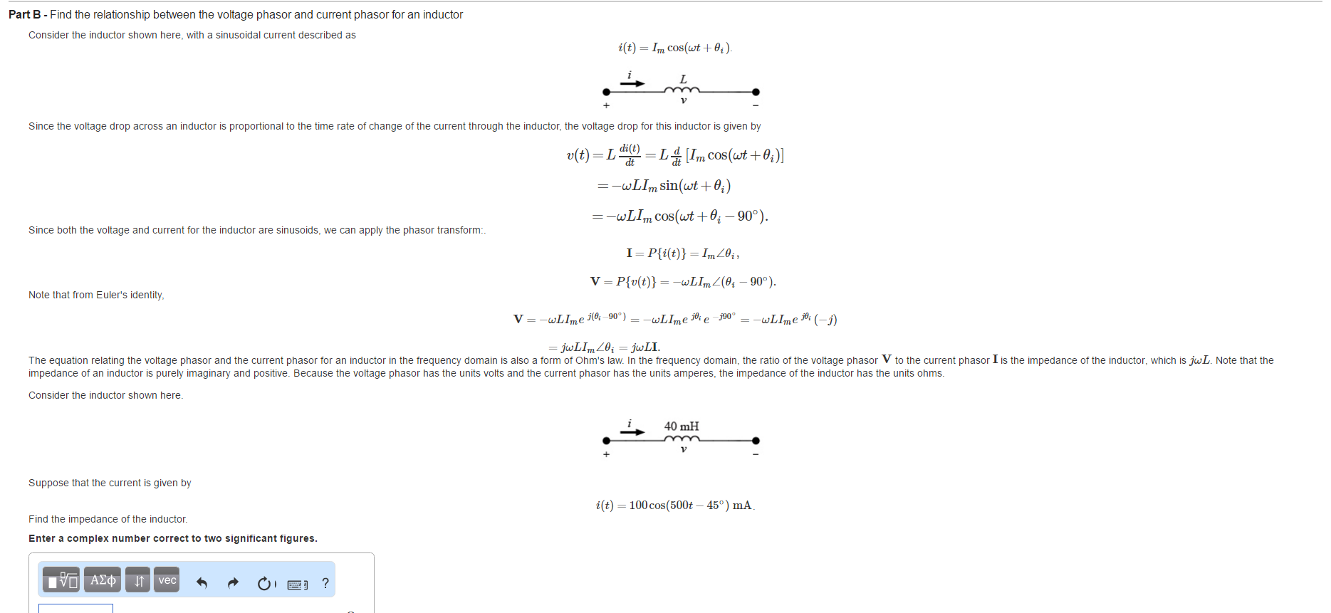 Solved Find the relationship between the voltage phasor and | Chegg.com
