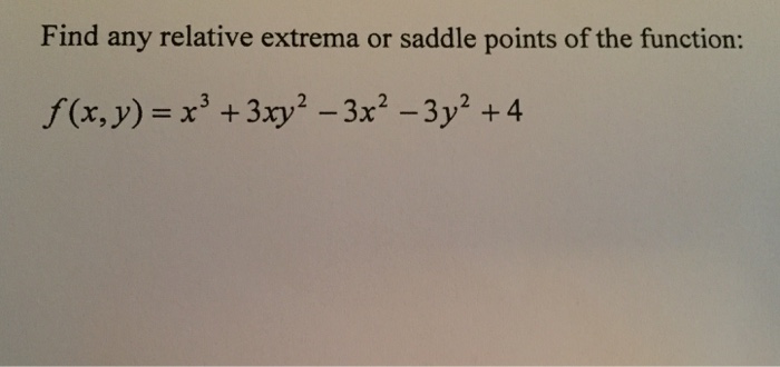 Solved Find any relative extrema or saddle points of the | Chegg.com