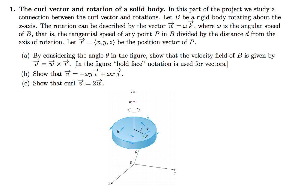Solved 1. The curl vector and rotation of a solid body. In | Chegg.com