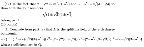 Solved 3. Consider the radical extension | Chegg.com