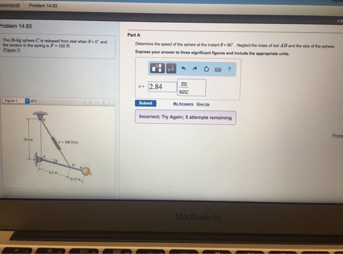 Solved The 28-kg sphere C is released from rest when theta = | Chegg.com
