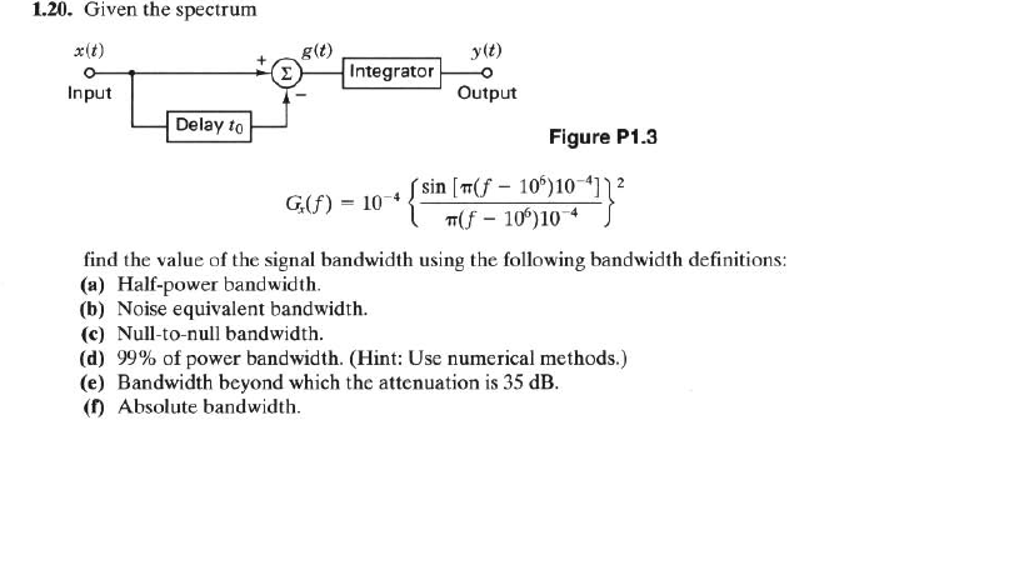 Solved Given the spectrum G_x(f) = 10^-4 {sin [pi (f - | Chegg.com