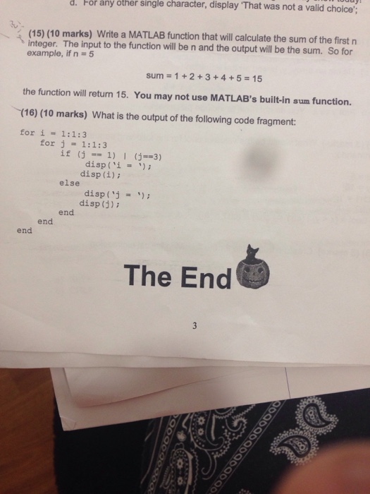 Solved Write a MATLAB function that will calculate the sum | Chegg.com