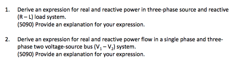 Solved Derive an expression for real and reactive power in | Chegg.com