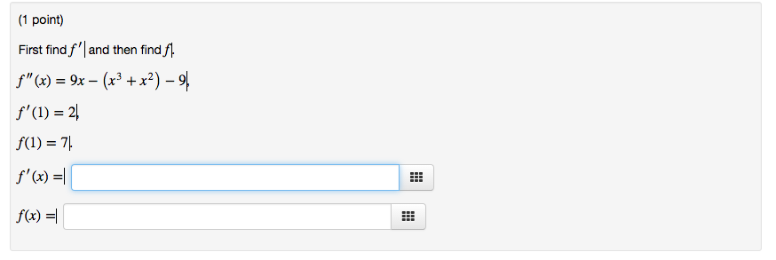 Solved First find f |and then find f|. f" (x) = 9x - (x^3 + | Chegg.com