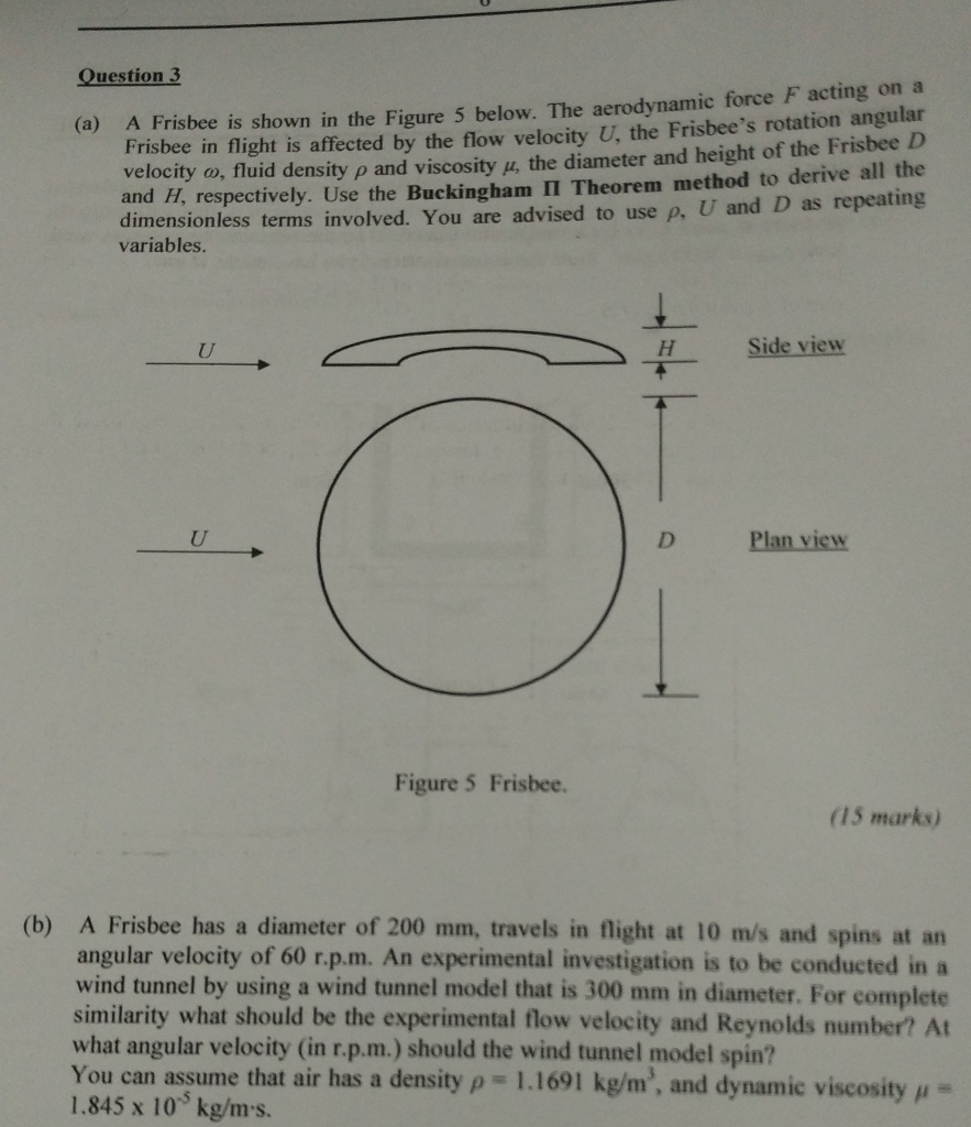 Solved Question 3 Frisbee in flight is affected by the flow | Chegg.com