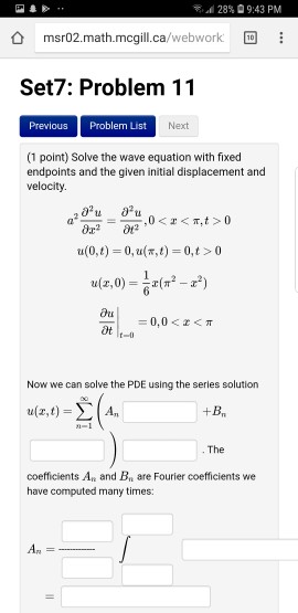Solved 28% 9:43 PM ? msr02.math.mcgill.ca/webwork Set7: | Chegg.com
