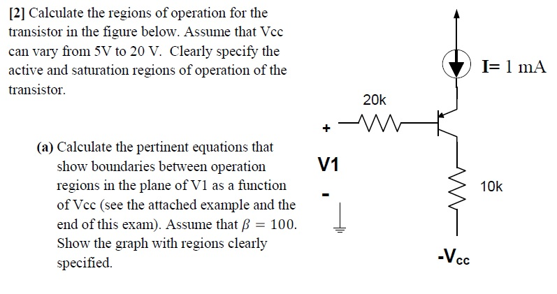 Calculate the regions of operation for the transistor | Chegg.com