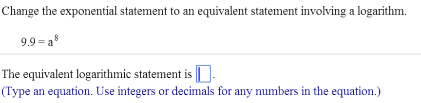Solved Change the exponential statement to an equivalent | Chegg.com