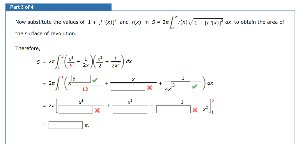 Solved Now substitute the values of 1 + [f' (x)]^2 and r(x) | Chegg.com