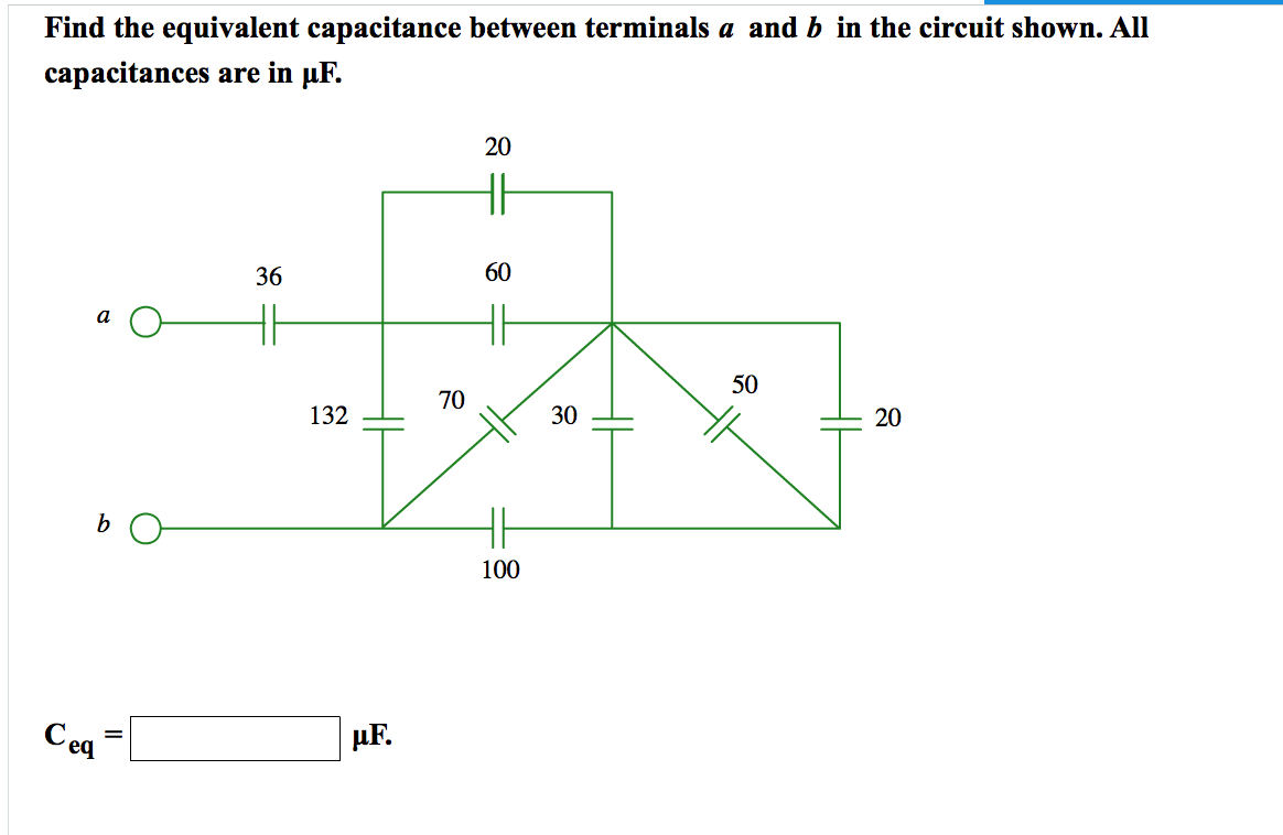 Solved Find the equivalent capacitance between terminals a | Chegg.com