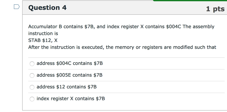 Solved Accumulator B contains $7B, and index register X | Chegg.com