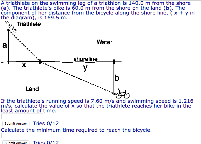 Solved A triathlete on the swimming leg of a triathlon is | Chegg.com