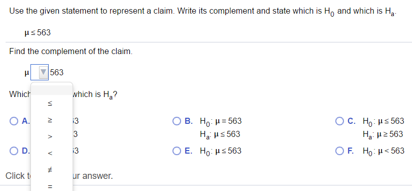 Solved Use the given statement to represent a claim. Write | Chegg.com